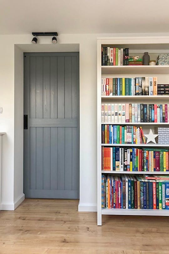 The combination of rustic and modern with grey sliding door | RENO ...